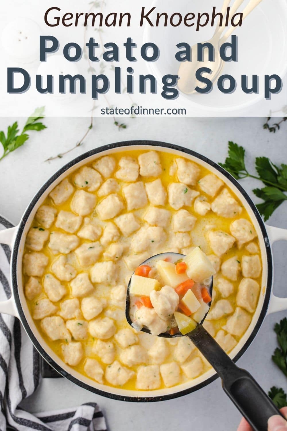 Creamy Knoephla Soup (Potato and Dumplings) – State of Dinner