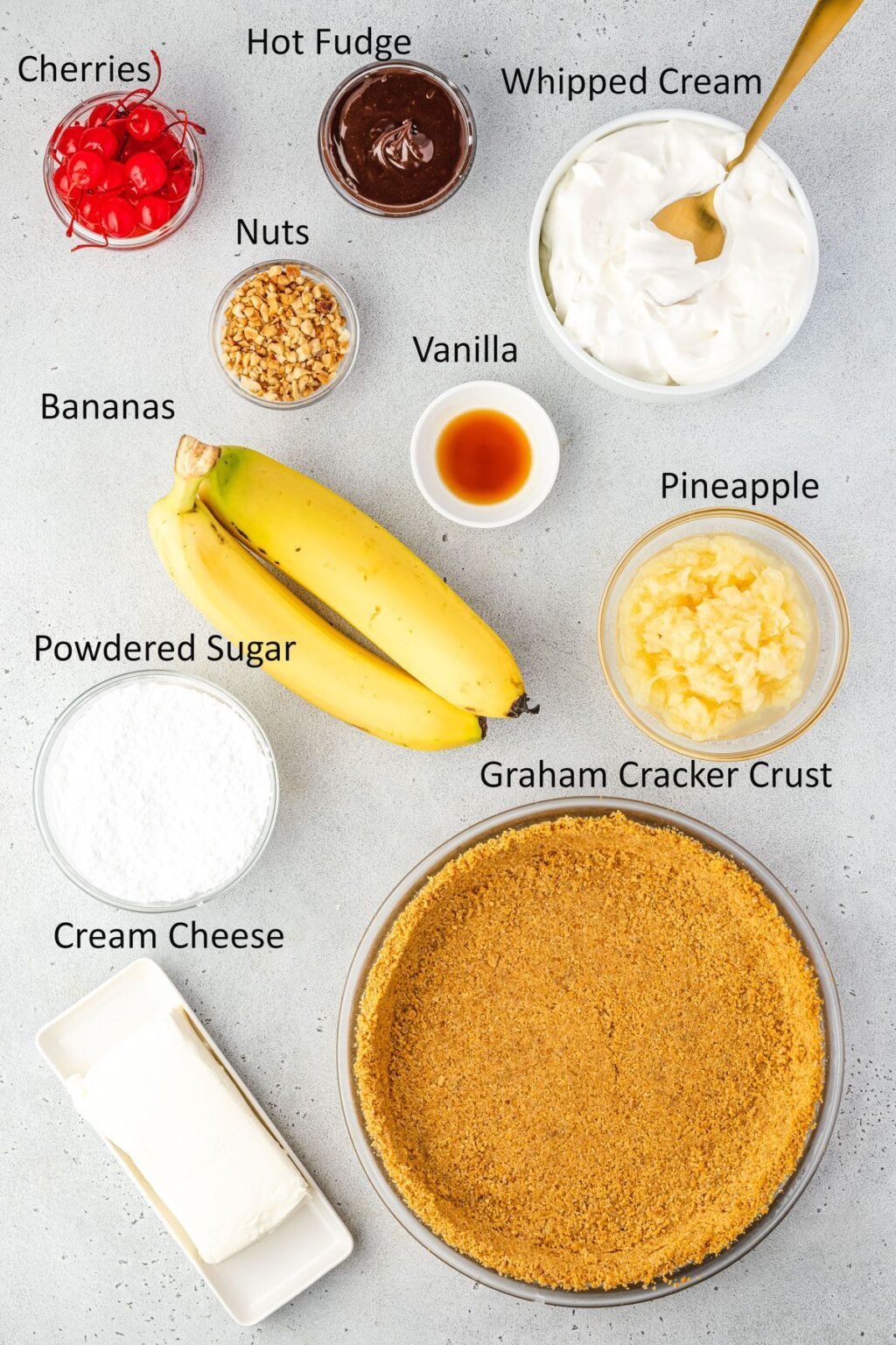 Easy No-Bake Banana Split Pie with Pineapple with Crushed Pineapple