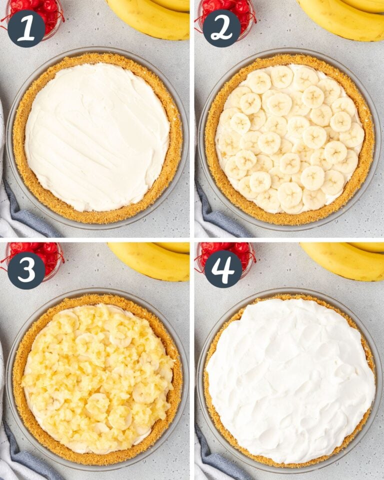 Easy No-Bake Banana Split Pie with Pineapple with Crushed Pineapple
