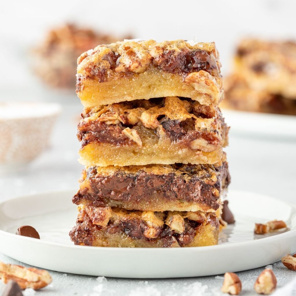 Chocolate Pecan Pie Bars with Buttery Shortbread Crust