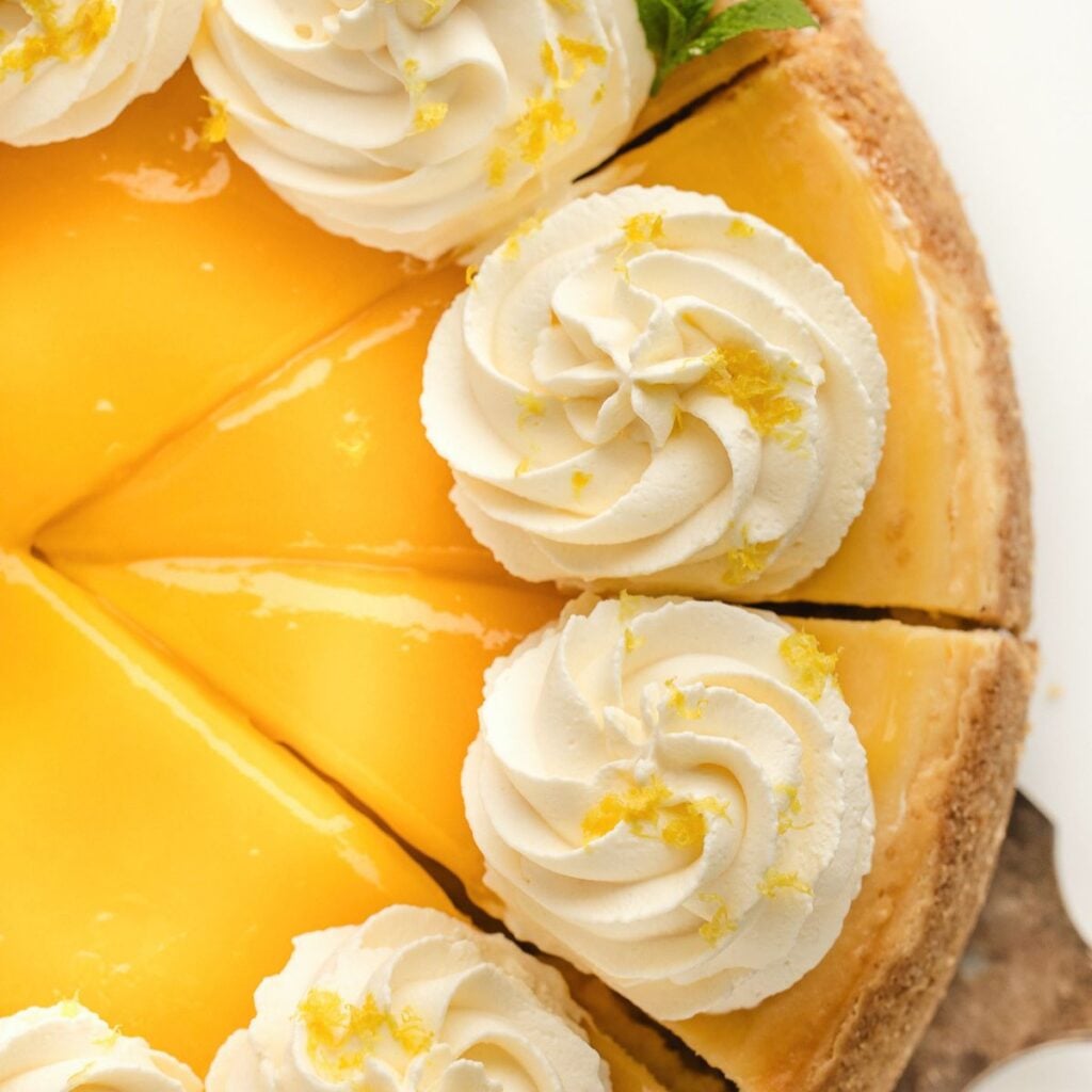 Lemon Curd Cheesecake(Curd in the Filling and on Top)